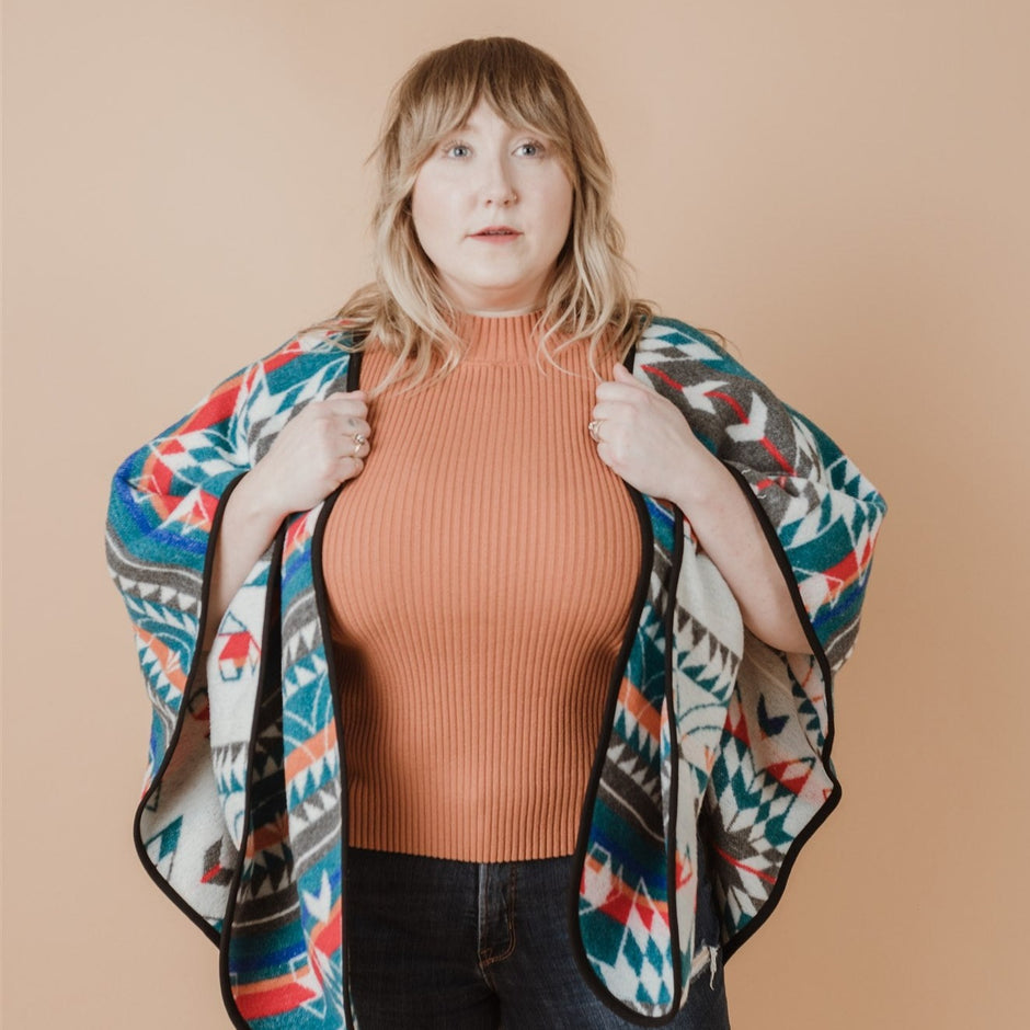 Shawls, Capes and Wraps Featuring Native Designs from Canada – MINI TIPI